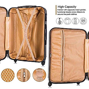 Fridtrip 4 Piece Luggage Sets Hard Shell Lightweight ABS Luggage Suitcase with Durable Spinner Wheels 16" 20" 24" 28" (Black)