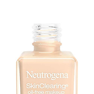 Neutrogena SkinClearing Oil-Free Acne and Blemish Fighting Liquid Foundation with Salicylic Acid Acne Medicine, Shine Controlling, for Acne Prone Skin, 70 Fresh Beige, 1 fl. oz