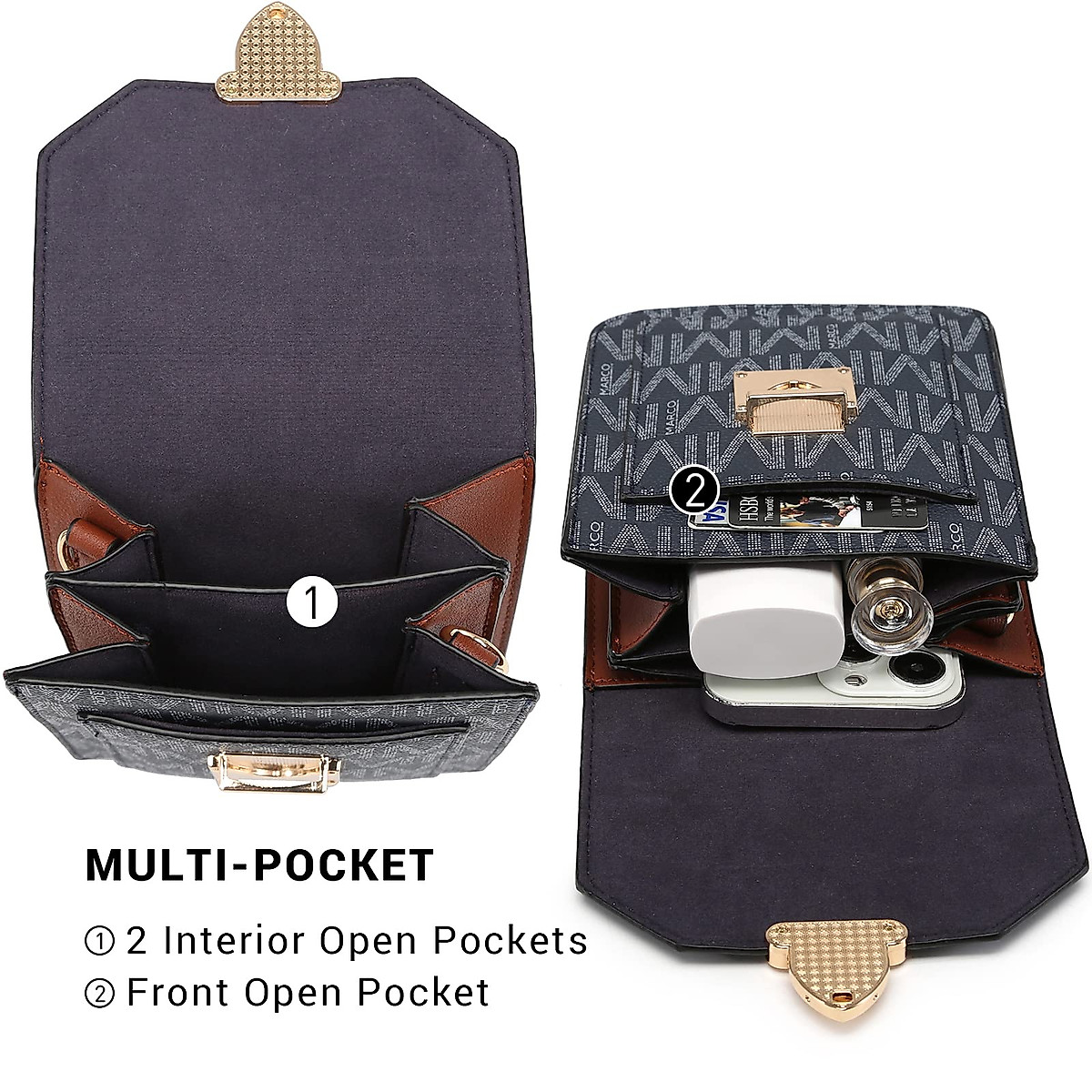 MKP Chic Women's Lightweight Crossbody Bag, Fashionable Signature Design, Cute Small Purse Wallet for Cell Phone, and Essentials - Shoulder Bag with Snap Closure