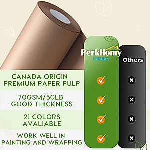 PerkHomy 36" x 1,440" (120') Brown Kraft Paper Roll for Craft Bulletin Board Paper Kids Art Table Covering Crafting Gift Wrapping Bouquet Packing Parcel 70GSM 50LB (Brown, 36" x 120')
