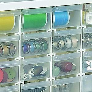ArtBin 6830PC Store-In-Drawer Cabinets - Wall Mountable Storage Cabinet with 30 Drawers, Art & Craft Organizer, Clear/White