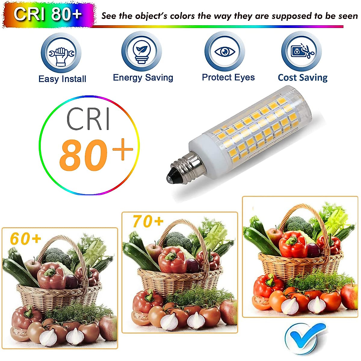 HXWY E11 LED Bulb, Mini Candelabra Base, Omni-Directional 7W 730LM 120V E11 Indoor Lighting Bulb Replaces T3/T4 JD E11 Warm White 3000K(Pack of 4)