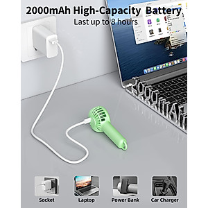 Nhpoi Mini Fan, Mini Handheld Fan, Small Cute Design Portable Fan with 3 Powerful Wind Speed, Battery Operated, USB Rechargeable, 9 Hours Long Working Time, Pocket Size for Travel