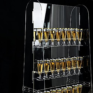 Efavormart 5ft Clear Acrylic 5-Tier Wine Glass Stemware Rack, Champagne Flute Holder Wall Stand