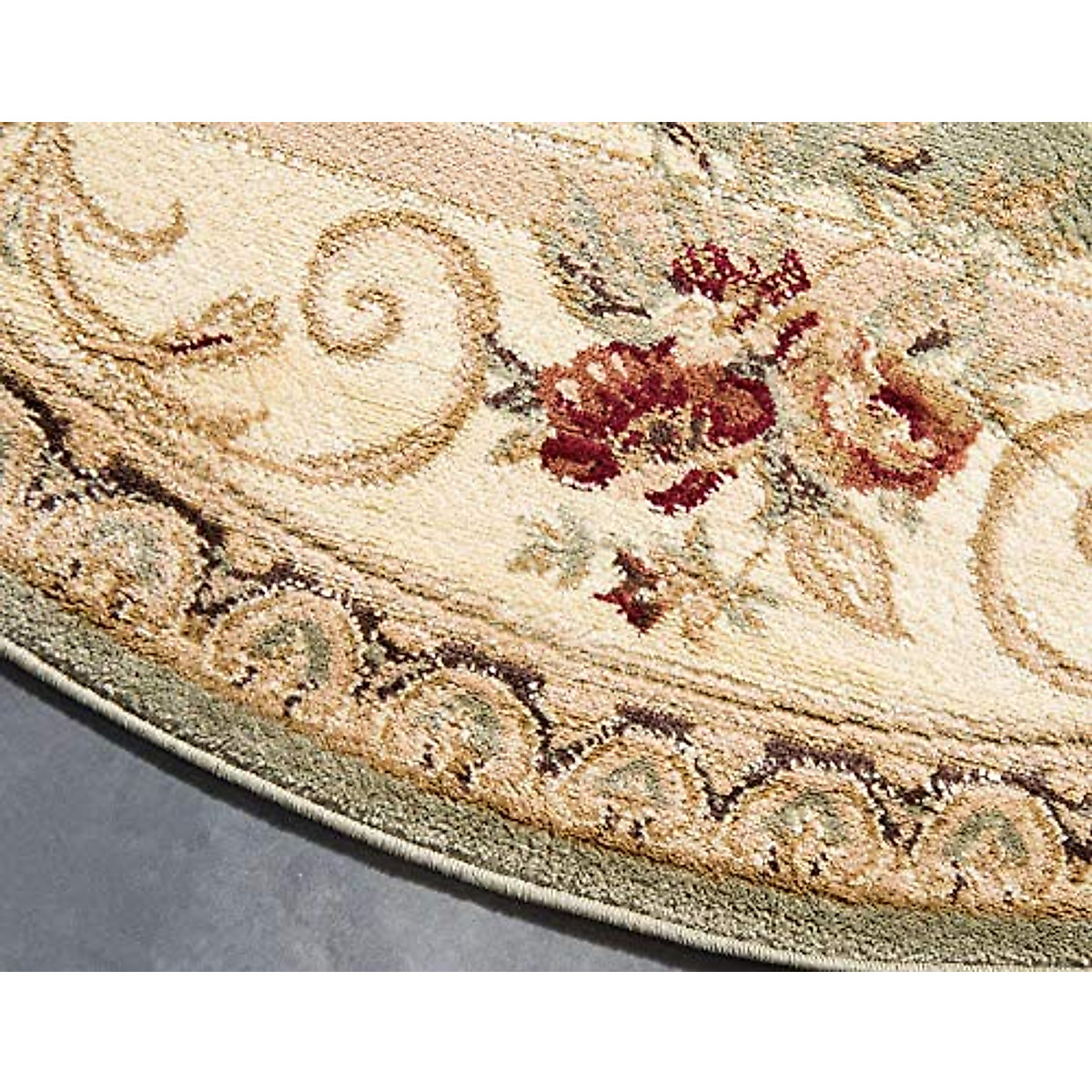 Unique Loom Versailles Collection Area Rug - Henry (3' 1" Round Green/Cream)