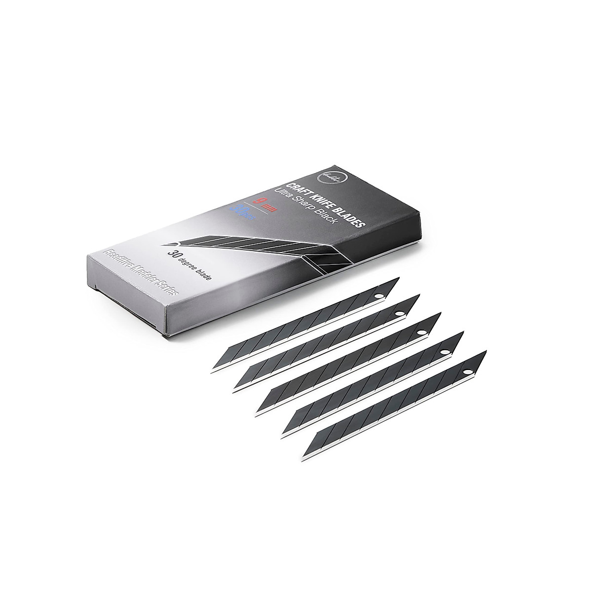 Beaditive Detail Craft Knife Blades (30 pcs) - 30 Degree Snap-Off Utility Knife Blade - Art, Craft, Model Making (Ultra Sharp Black)