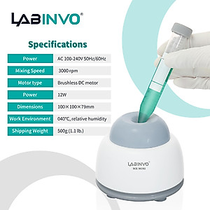 LABINVO Mini Vortex Paint Mixer, Lab Vortex Shakers with Touch Function, Lab Vortexer for Gel Polish, Eyelash Adhesives and Test Tubes Vortex Mixing, IN-MXMN001