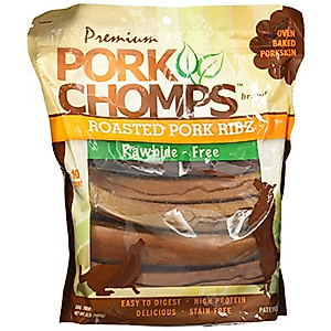 Pork Chomps Roasted Pork Skin Dog Chews, 6-inch Rib Shapes, 10 Count