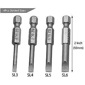 Saipe 10Pcs Magnetic Screwdriver Bit Sets 1/4 Inch Hex Shank Flat Slotted + Phillips Cross Head Screw Driver S2 Steel Drive Drill Bits for Electric Screwdrivers (2 inch/50mm Length)