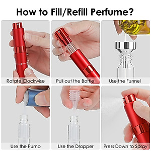 Saiveina 8ml Travel Perfume Atomizer Bottles Refillable, Mini Fragrance Bottles for Perfume, Empty Cologne Sprayer Pocket Perfume Dispenser(4 Pack)