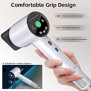 HHT Professional Hair Dryer, Negative Ionic Blow Dryer with 110, 000 RPM Brushless Motor for Fast Drying, LCD Display High-Speed Low Noise Hairdryer with Magnetic Nozzle for Salon, Home and Travel