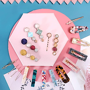 28 PCS Hingwah Pearls and Acrylic Resin Hair Clips, Handmade Hair Barrettes, Marble Alligator bobby pins, Glitter Crystal Geometric Hairpin, Elegant Gold Hair Accessories, Gifts for Women Girls