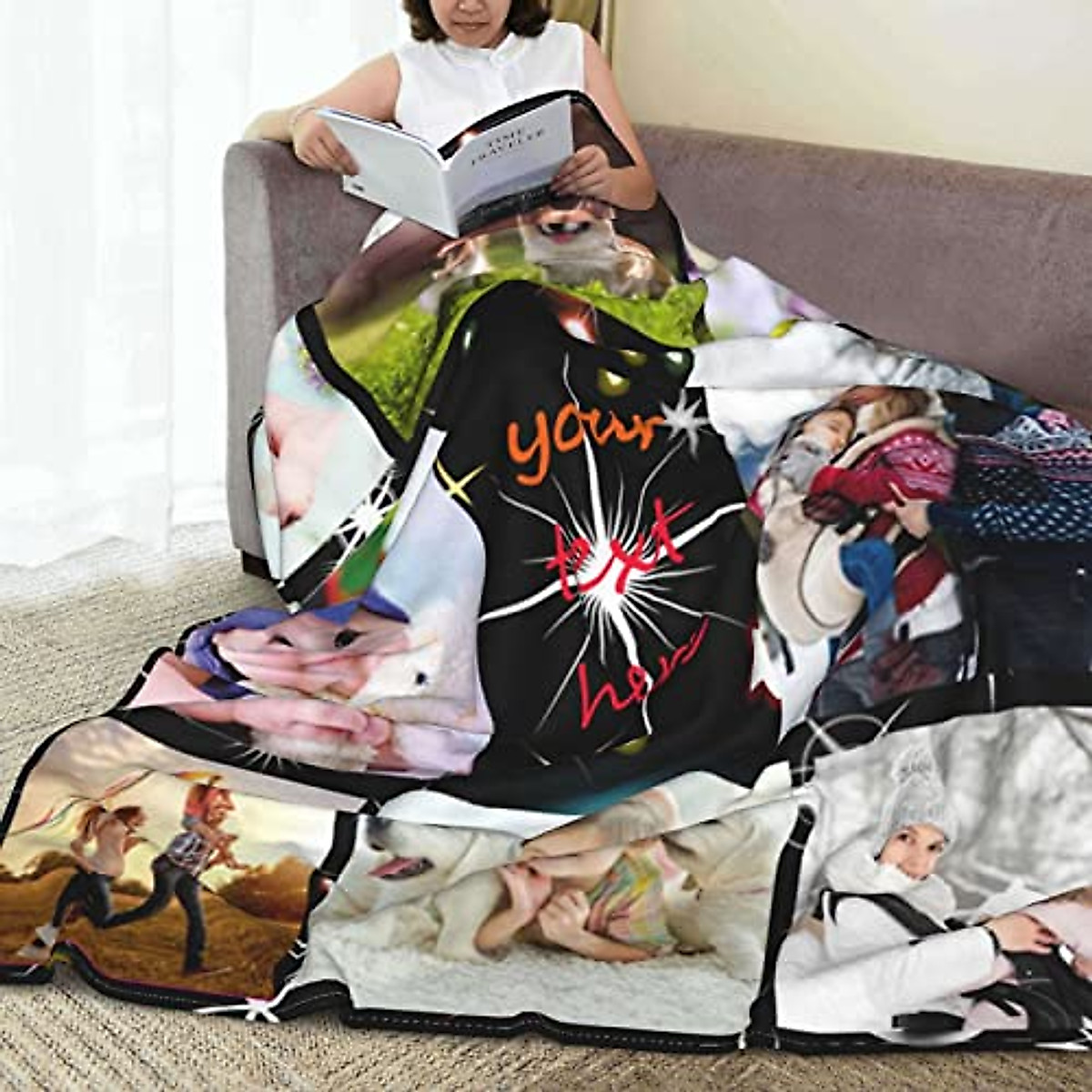 Hiffey Custom Blanket with Text Picture Customized Throw Blankets, Birthday Anniversary Wedding Gifts Personalized for Dad, Mom, Kids, Dogs, Friends Or Couples Photo 30"×40"