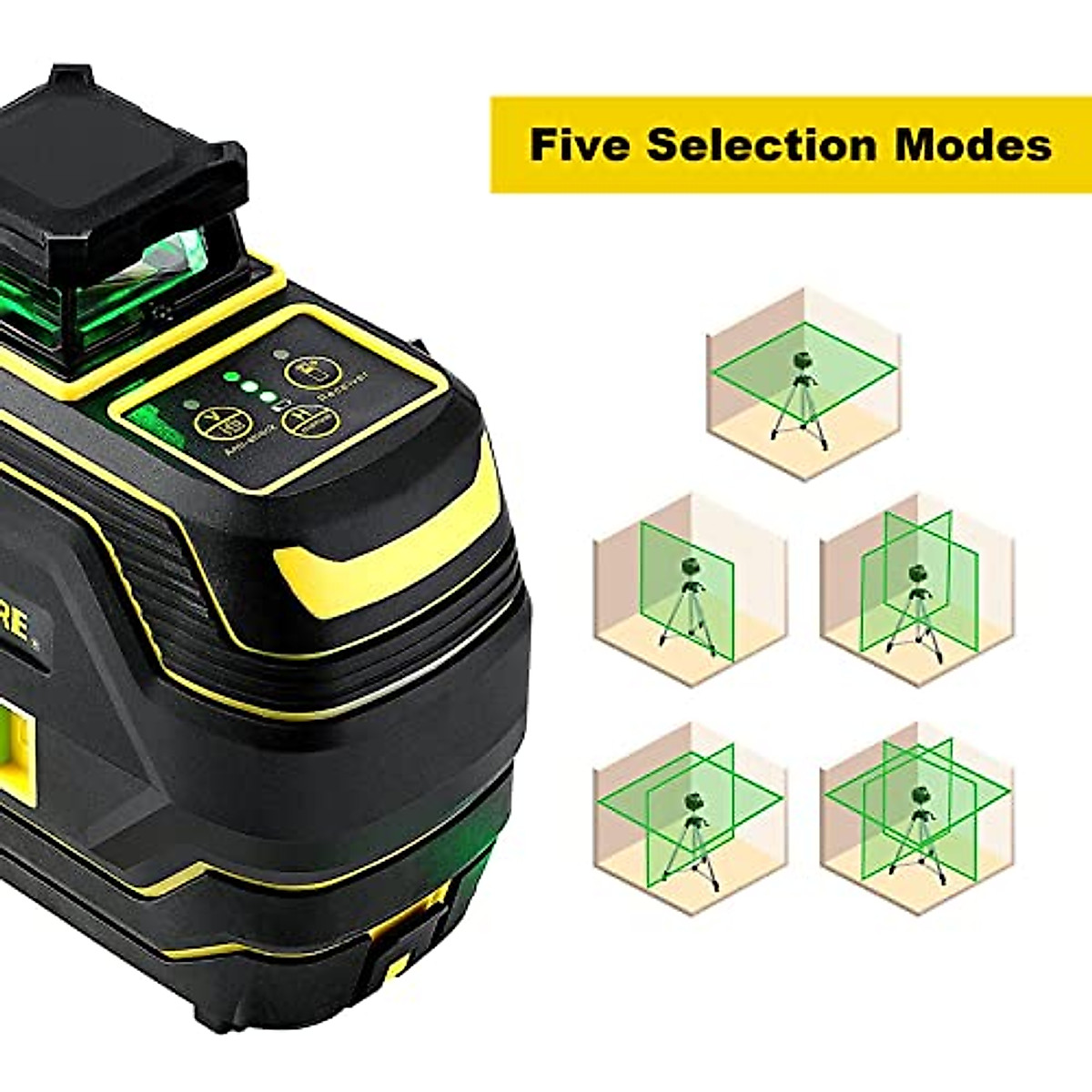 Firecore 3 X 360 Green Laser Level Self-leveling Three-Plane Leveling and Alignment Line Laser Tool with Pulse Mode, 2 Rechargeable Lithium Batteries, Magnetic Pivoting Base, Target Plate(F94T-XG)