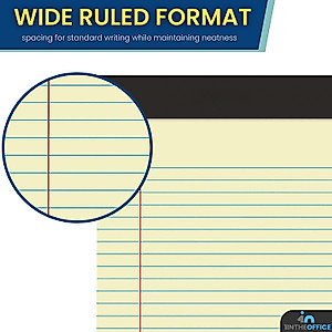 1InTheOffice Yellow Notepads 8.5 x 11, Wide Ruled Writing Pads, Yellow 50 Sheets per Notepads, 12/Pack
