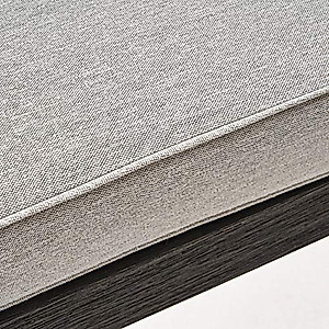 Great Deal Furniture Makayla Ana Outdoor 3 Seater Acacia Wood Sofa Sectional with Cushions, Dark Gray and Light Gray