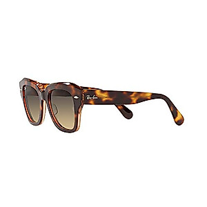 Ray-Ban RB2186 State Street Square Sunglasses, Havana On Transparent Pink/Brown Vintage, 49 mm