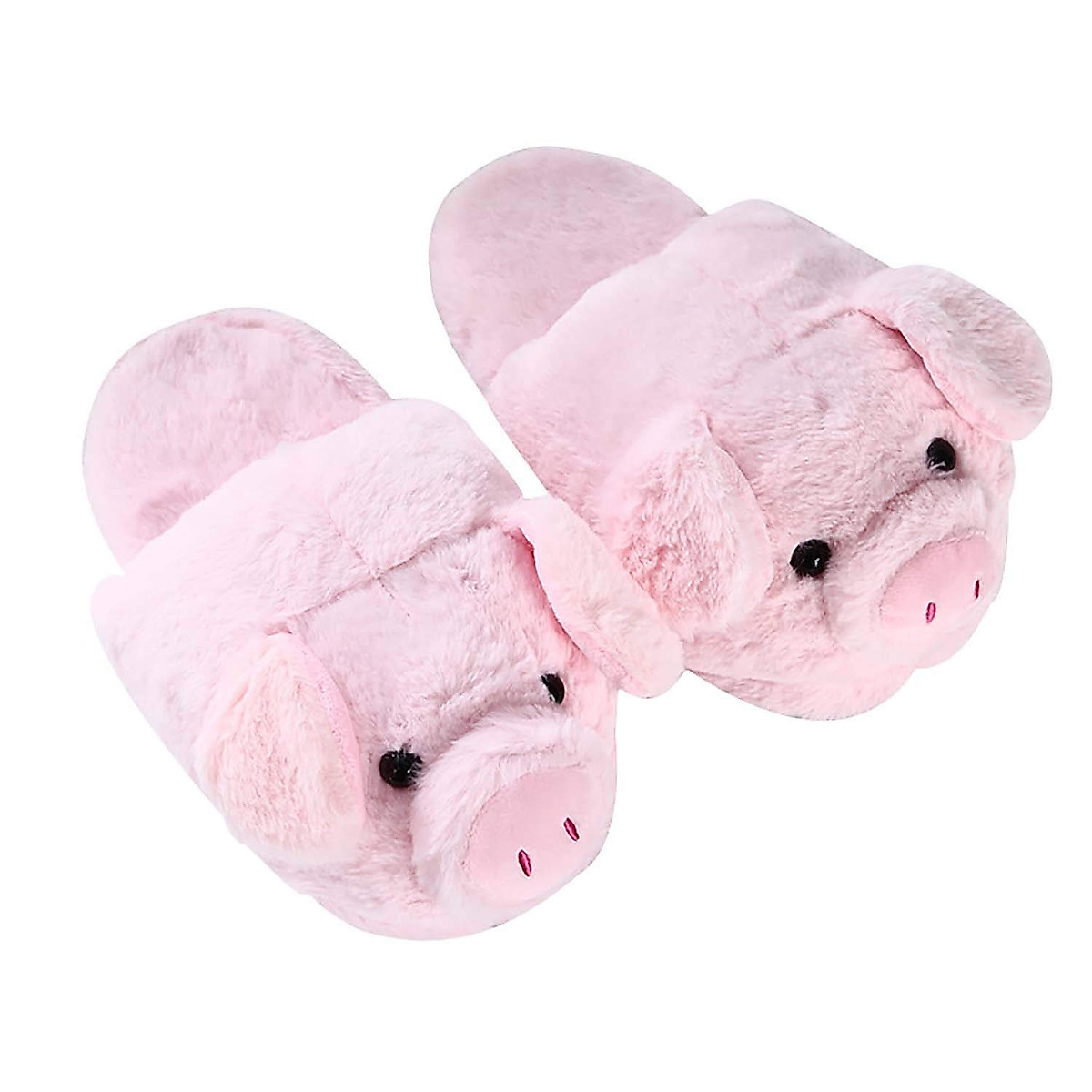 ixiton Vivid plush animal slippers, big yellow duck slippers, panda slippers, alpaca slippers, elephant slippers, dog slippers,4-8,Pig-pink