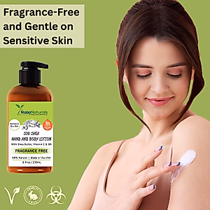 RaGaNaturals Natural Unscented Body Lotion for Dry Skin with Shea Butter and Vitamin E & B5 - Hydrating, Nourishing, Fragrance Free Hand Moisturizer With Organic Essence - For Women, Men, Kids - 8 Oz