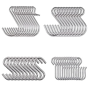 40 Pcs Small S Hooks Stainless Steel Hanging Hook Curtain Track Roller Hooks for Kitchen Bathroom Office Garden Kitchen Tools Hanging Plants DIY Crafts Key Chain Jewelry Earrings