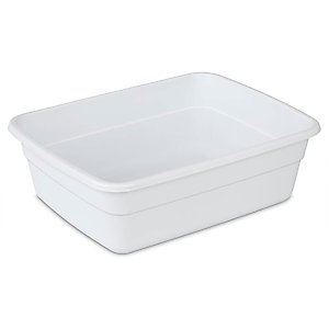 Sterilite Small Portable Rectangle Plastic Heavy Duty Reinforced Plastic 8 Qt Kitchen Dish Pan Basin Container for Dishware & Laundry, White (36 Pack)
