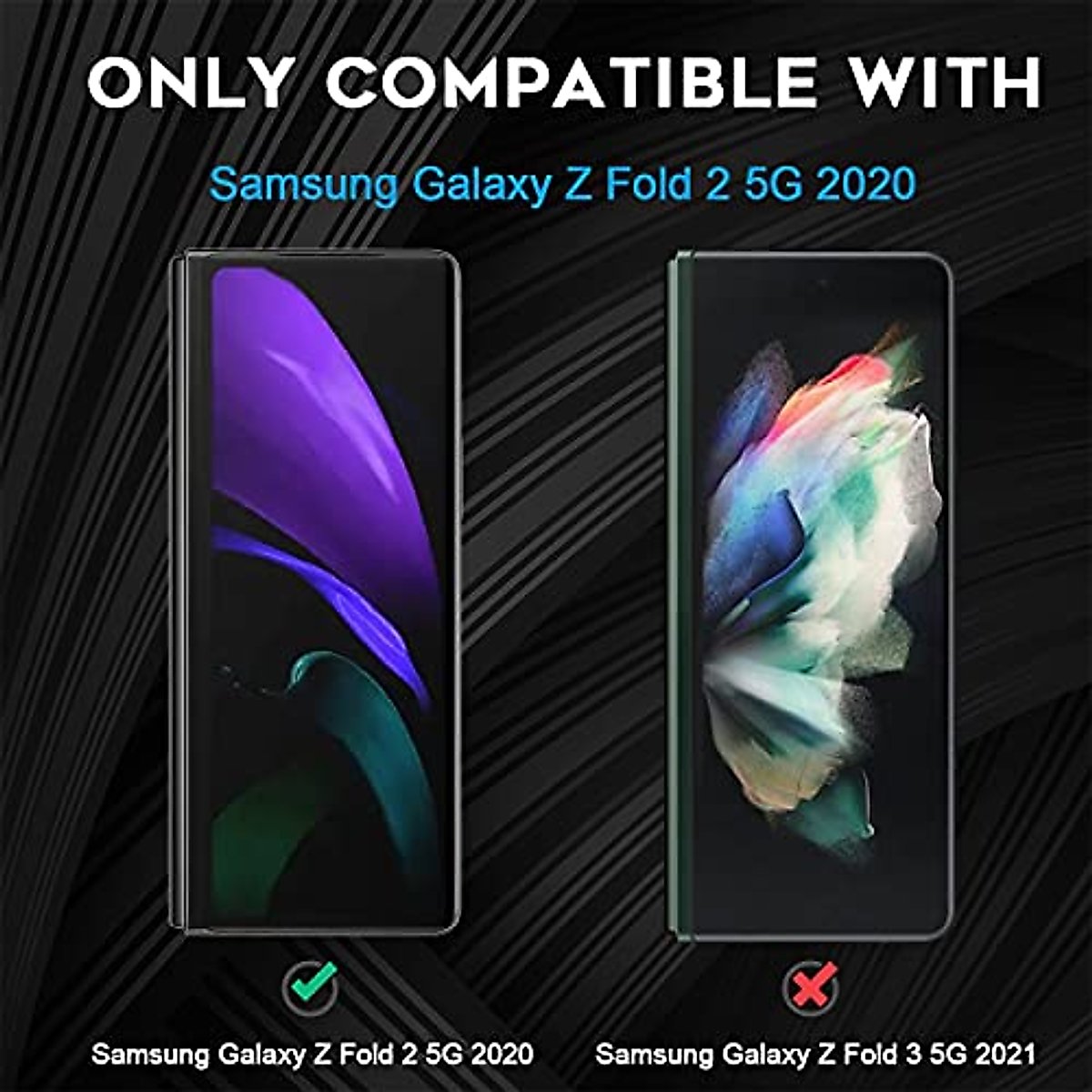 (2 Sets 4 Packs) Orzero Compatible for Samsung Galaxy Z Fold 2 5G (Not for Z Fold 3), 2 Pack Soft TPU Front Screen Protector and 2 Pack Inside Screen Protector (Not Glass), High Definition Bubble-Free (Lifetime Replacement)