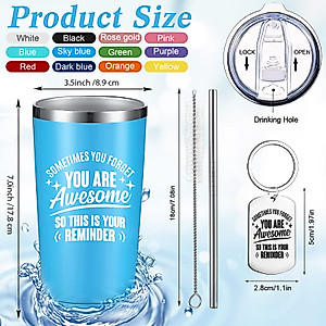Sieral Employee Appreciation Gifts Bulk Thank You Gifts Inspirational You Are Awesome Tumbler 20 oz Stainless Steel Wine Cup with Keychain for Women Men Coworker(Mixed Color, 12 Sets)