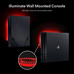 FLOATING GRIP USB LED Light Strip Mood Lighting Accent & Gamer Decor for Video Gaming Consoles & Game Rooms - Compatible with PlayStation or Xbox - Adhesive Strips (0.5 Meter, Red)