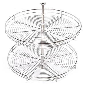 AHDFY Blind Corner Cabinet Pull Out, Rotating 2 Tier Dish Rack Storage, Spices Corner Shelf Spice Rack Spinner for Cabinet Pantry Kitchen Cupboard,700 Cabinet