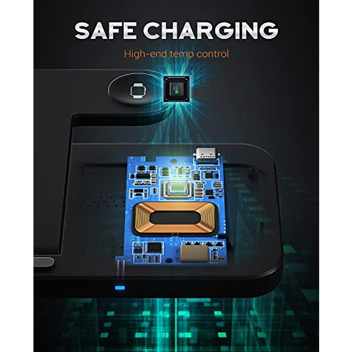 Wireless Charger, PAUCHY 3 In 1 Fast Wireless Charging Station, Qi Wireless Charger for iPhone 13/12/11/Pro/XS/XR, Foldable Wireless Charging Stand Compatible with iWatch 6/SE/5/4/3/2, Airpods 3/2/Pro