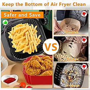 2 Pack Air Fryer Silicone Liners, 8 Inch Square Air Fryer Liners for 4 to 7 QT, Reusable Silicone Air Fryer Liners, Air Fryer Accessories, AirFryer Liners Silicone (Black & Red)