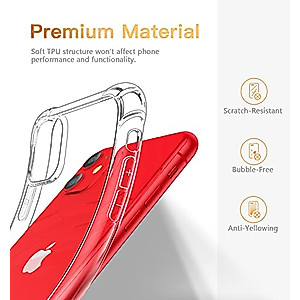 CANSHN Clear Protective Designed for iPhone 11 Case [Military Drop Protection] [Not Yellowing] Shockproof Transparent Case with Soft TPU Bumpers, Slim Thin Phone Case for iPhone 11 6.1 inch - Clear