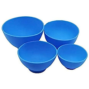 EustomA 4Pcs One Set Silicone Flexible Rubber Plaster Impression Mixed Alginate Bowl Dental Lab Mixing Bowls Blue