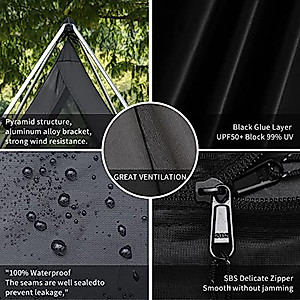 Wolf Walker Camping Tent for 4-5 Person Teepee Indian Tent with Windproof Belt Double Layers Waterproof Sunscreen Shelter Anti-UV Pyramid Spire Yurt Tents for Outdoor Family Hunting Black