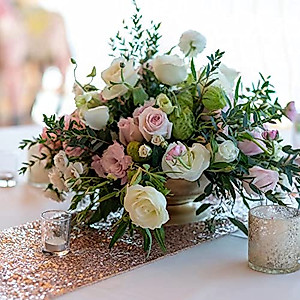 Rose Gold Glitter Sequin Table Runner 12x72 inch for Sparkling Your Party Home Table Docorations Happy Birthday Wedding Bridal Shower Baby Shower