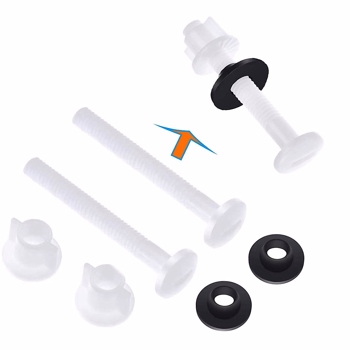 4 Pack Plastic Toilet Seat Hinge Bolts and Nuts Washers for Top Mount Toilet Seat Hinges