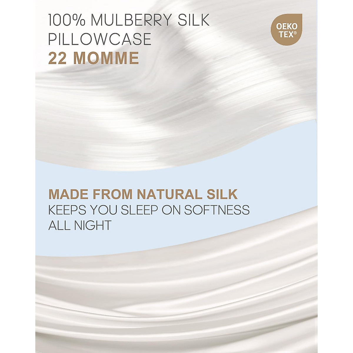 THXSILK 100% Silk Pillowcase for Hair and Skin, Both Sides Grade 6A+ 22 Momme Mulberry Silk Pillow Case with Hidden Zipper, Soft & Smooth White Pillowcase(1pc, Queen Size 20"x30")