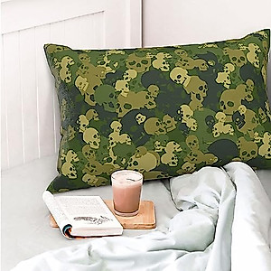 ALYYDFF Skull Military camo Camouflage Green Pillow Cover Rectangle Throw Pillow Case for Sofa Bed Chair Living Room Home Decor 20"x30"