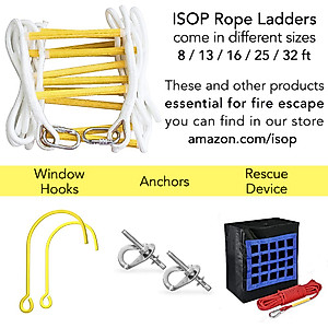 ISOP Window Hooks for Fire Escape Ladders, 2 Hooks |Iron Hooks for Rescue Rope Ladder, Emergency Hook Set Fits Most Windows - Great with Mounting Clips or Deployment Ladders - Durable & Portable