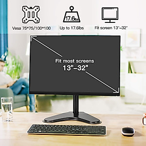 HUANUO Bundle – 2 Items: HUANUO Single Monitor Stand for 13 to 32 inch Monitor and Dual Monitor Stand for 13 to 32 Inch Two Monitor Freestanding Desk Stan