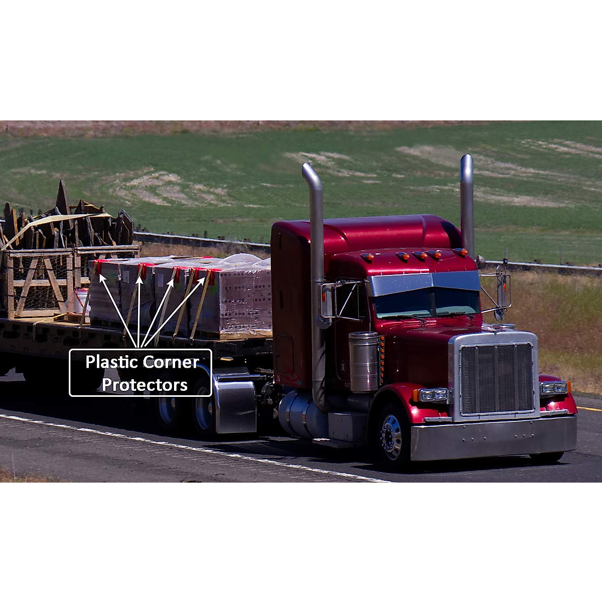 Mytee Products (100 Pack V Shaped Board 4" Blue Plastic Corner Edge Protectors for Cargo Loads | Tie Down Strap Guard for Winch, Ratchet Straps on Flatbed Trailers | V-Style Tie Downs Edge Protectors