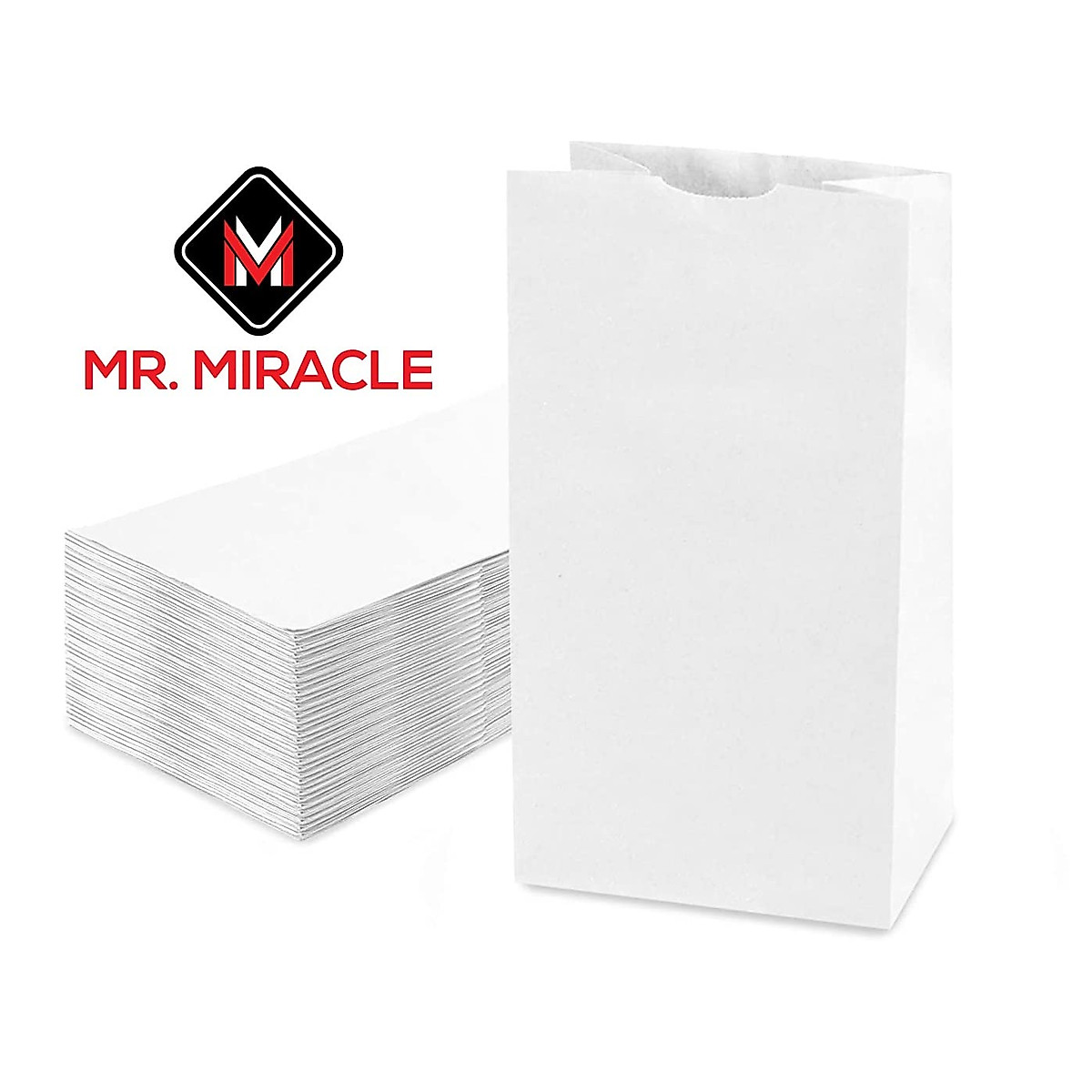 6lb White Rainbow Paper Bags 500 Count (5 x 100 Packs)