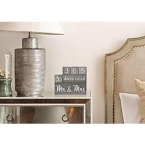 Wedding Countdown Calendar Wooden Blocks - Engagement Gifts - Bride to Be - Bridal Shower Gift - Engaged - Engagement Gifts for Couples - Rustic Gray with White Numbers