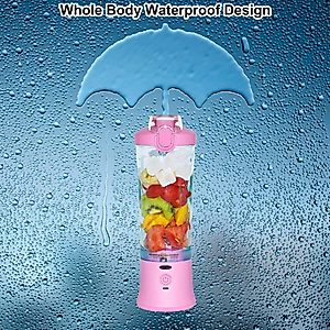 Portable Blender for Shakes and Smoothies 20 Oz, Waterproof Personal Blender USB Rechargeable with 6 Blades and Travel Lid for Kitchen, Office, Gym & Travel (Light Purple)