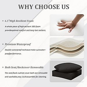 Pakunoda Outdoor Seat Cushion Set 24 x 24 x6.5 Inch Splash-Proof & Fade Resistant Patio Furniture Cushions with Removable Cover Deep Seat & Back Cushion with Straps for Chair Sofa Couch