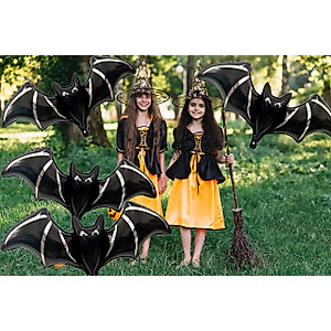 6Pcs Halloween Black Bat Balloons - 48” Giant Bat Halloween Foil Balloon for Black Halloween Day of Death Spooky Birthday Baby Shower Party Decoration Supplier