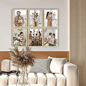 ArtbyHannah 8x10 Boho Framed Wall Art Set of 6 with Mid-Century Bohemian Motifs for Home Gallery Wall Art Decor