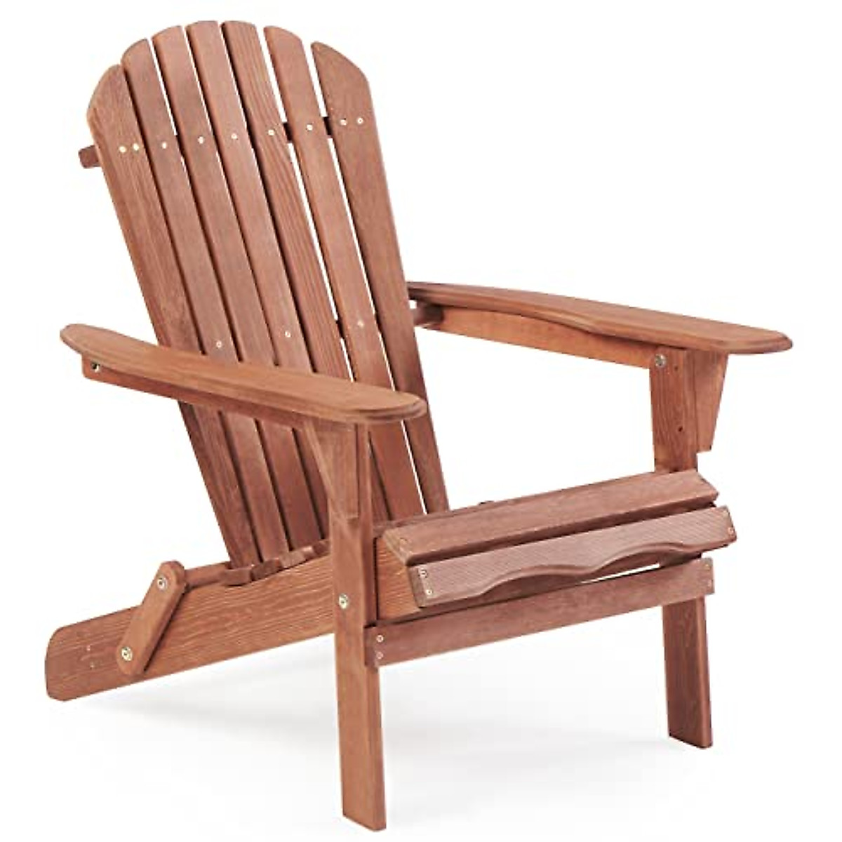 Folding Adirondack Chair Half Pre-Assembled, Outdoor Wood Patio Chair for Garden/Backyard/Firepit/Pool/Beach/Deck
