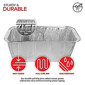 Stock Your Home Foil Grill Drip Pan (30 Pack) Compatible with Blackstone's 28”, 30”, & 36” BBQ Griddle + 17” & 22” Tabletop Range- Disposable Aluminum Oil Catcher Tray, Blackstone Grease Cup Liners