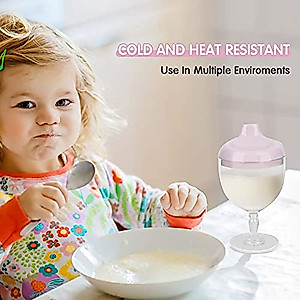 Crumye Princess Wine Sippy Cup Spill Proof, Fancy Wine Glass Sippy Cup No Spill for Baby Girl 1+ Year Old, Goblet Style Great for Your Princess Holiday Birthday Party, 5 Ounce (Pink)